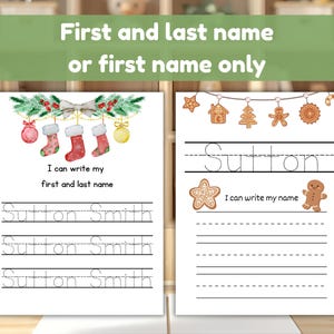 Custom Christmas Name Tracing Bundle Handwriting Practice Personalized ...