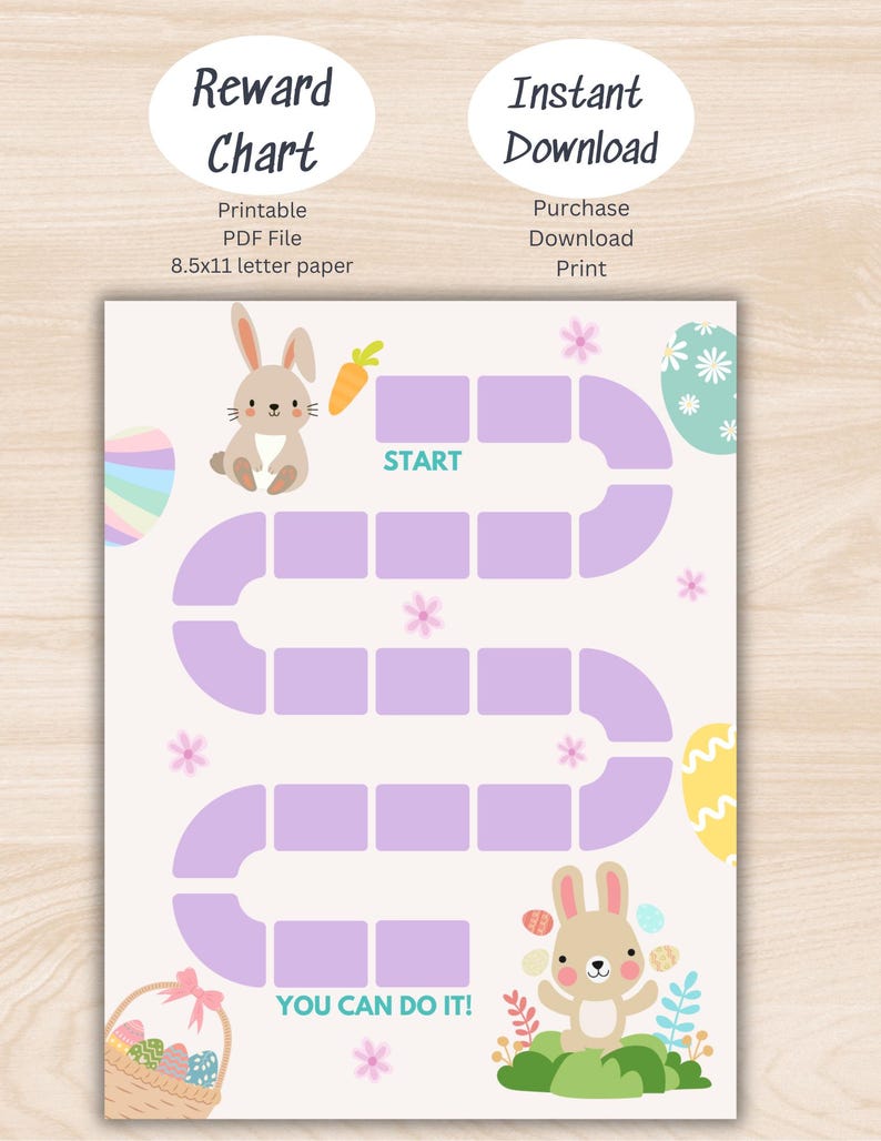 Bunny-themed Kids Reward Chart | Printable Behavior Chart | Spring Star ...