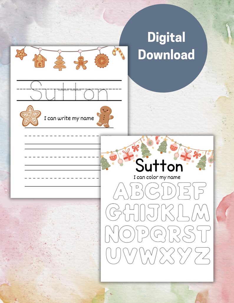 Custom Christmas Name Tracing Bundle Handwriting Practice Personalized ...