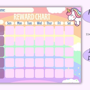 Reward Chart Unicorn Routine Chart Potty Training Chart Printable Kid ...