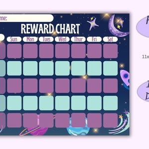 Space Reward Chart Routine Chart Potty Training Chart Printable Kid ...