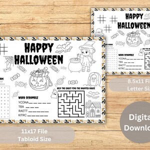 Halloween Coloring Placemat: Printable Party Activity (PDF) - Etsy