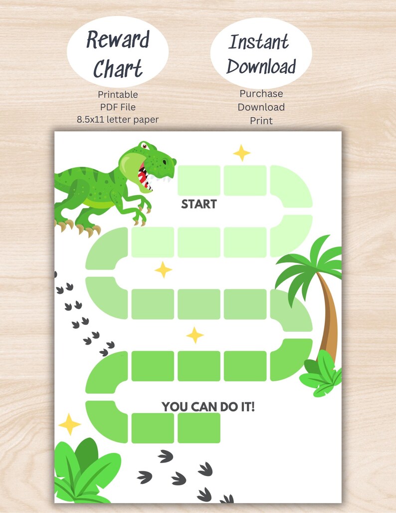 Dinosaur Reward Chart Routine Chart Potty Training Chart Printable Kid ...