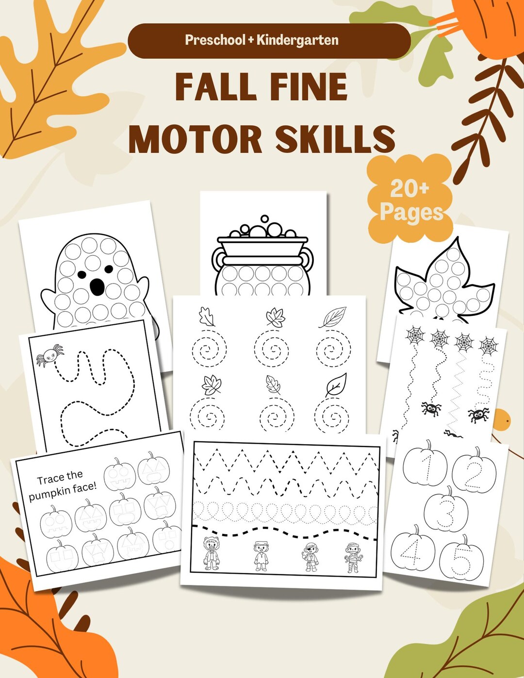 Printable Fall Activity Bundle Educational Coloring Pages Preschool ...