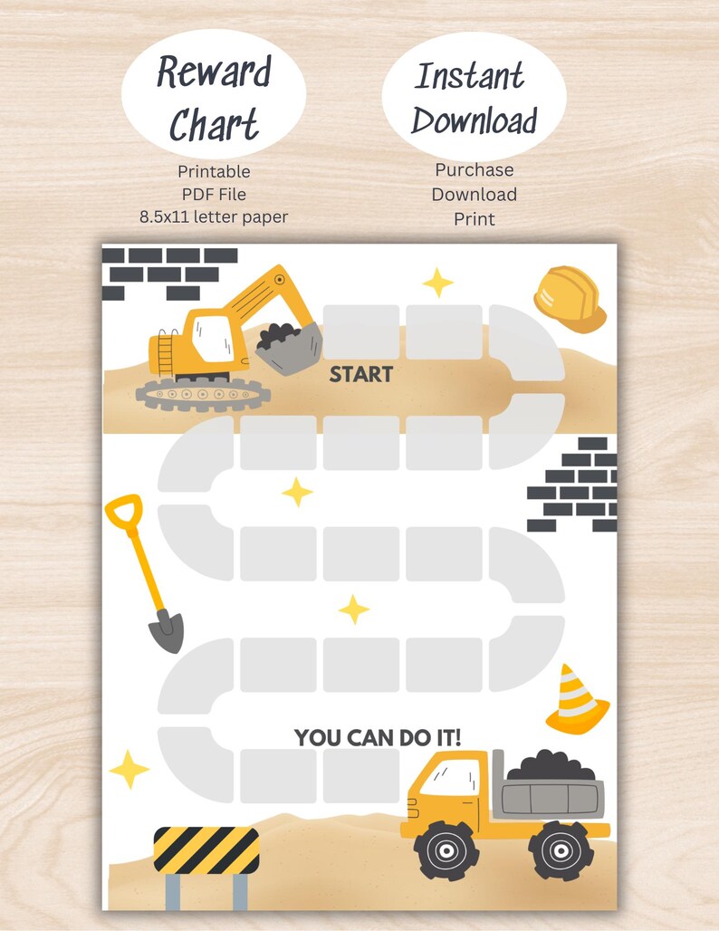 Construction Reward Chart Routine Chart Potty Training Chart Printable ...