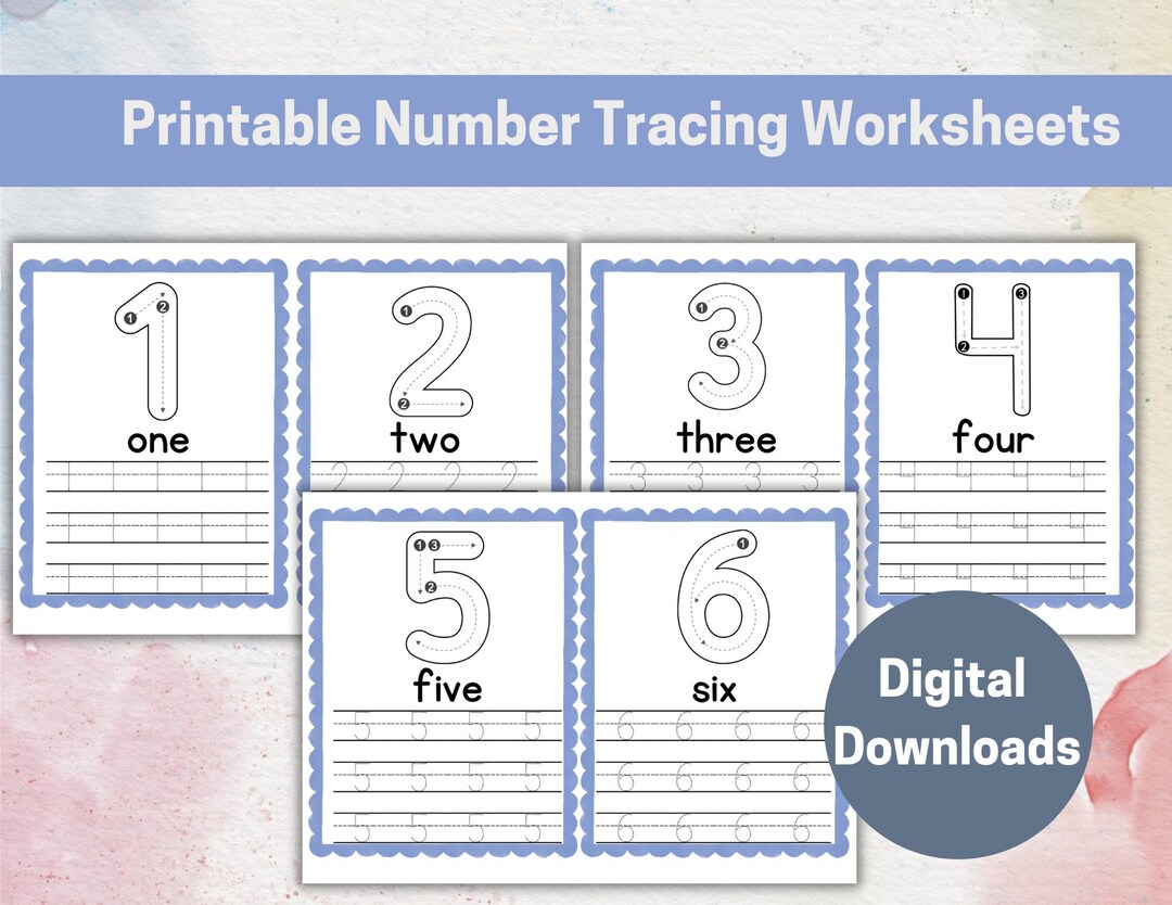 Number Tracing Practice Worksheet for Preschool Handwriting Practice - Etsy