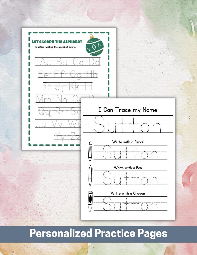 Custom Christmas Name Tracing Bundle Handwriting Practice Personalized ...