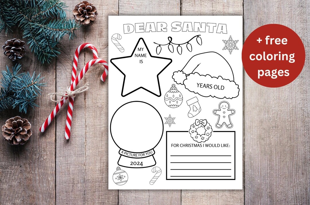 Letter to Santa Free Coloring Pages Printable Santa Letter Wish List ...