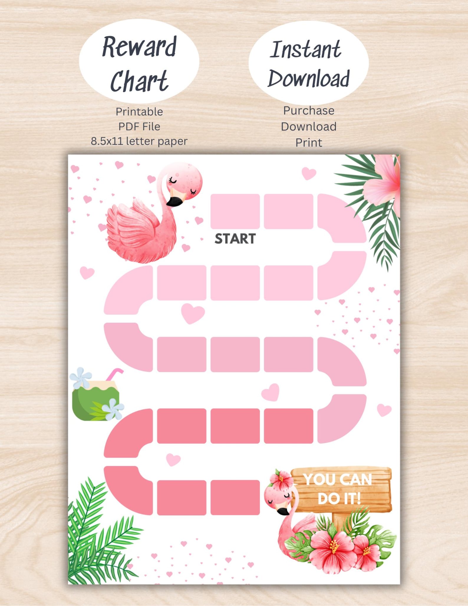 Flamingo Reward Chart for Kids | Printable Behavior Chart | Toddler ...