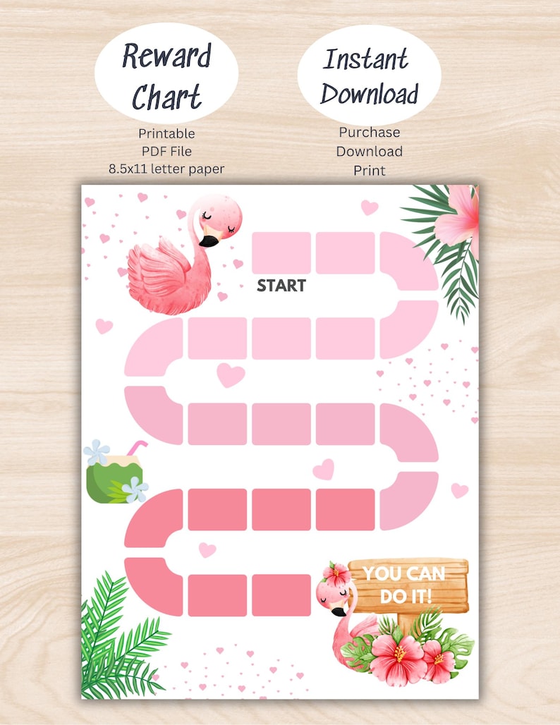 Flamingo Reward Chart for Kids | Printable Behavior Chart | Toddler ...