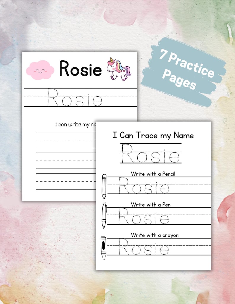 Custom Unicorn Name Tracing Bundle Handwriting Practice Personalized ...