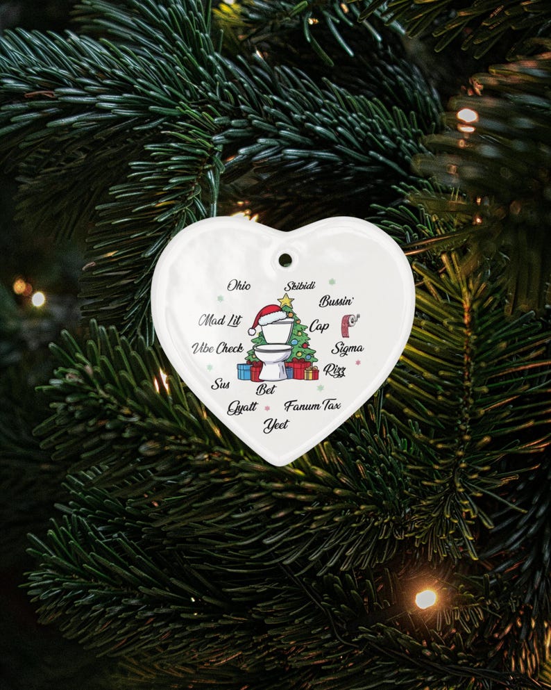 Funny Gen Alpha Christmas Ornament - Skibidi Rizzmas Toilet Meme Design ...