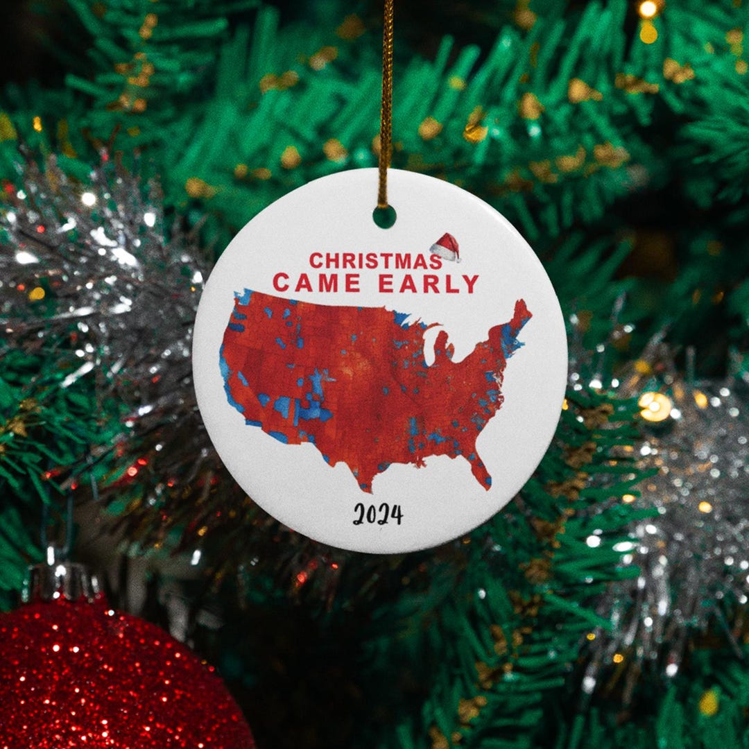 Trump 2024 Red State Map Ornament - 'christmas Came Early' Political ...