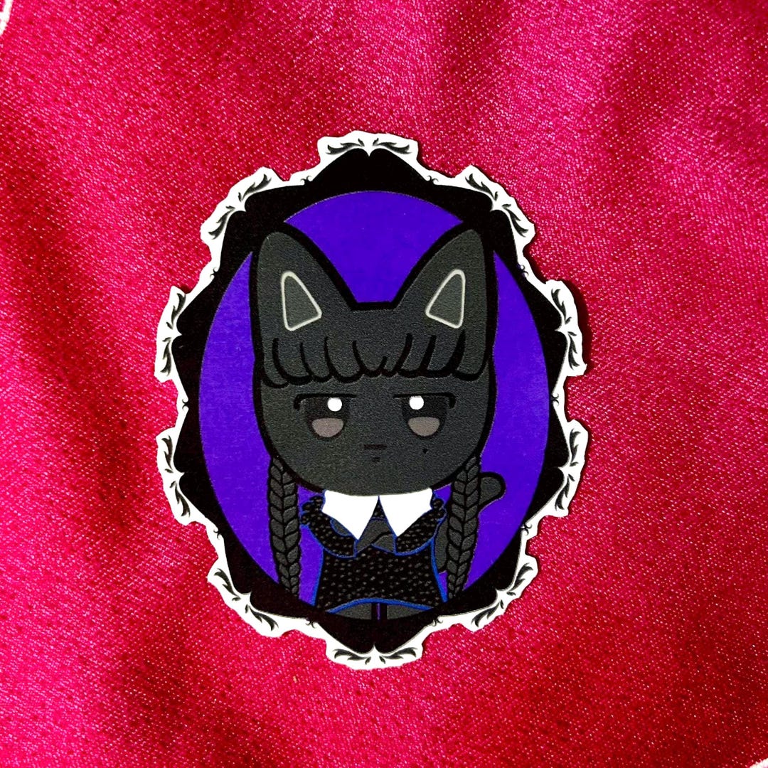 Ateez Wooyoung Wednesday Addams Cat Sticker: Spooky Kpop Vinyl Decal - Etsy