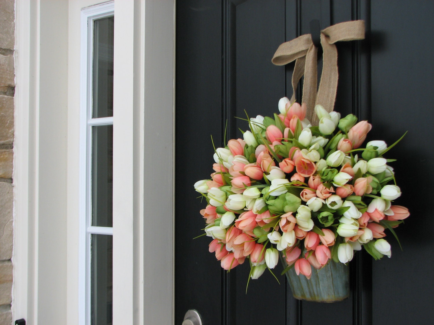Tulip Buckets for Front Door Spring Tulip Wreaths | Etsy