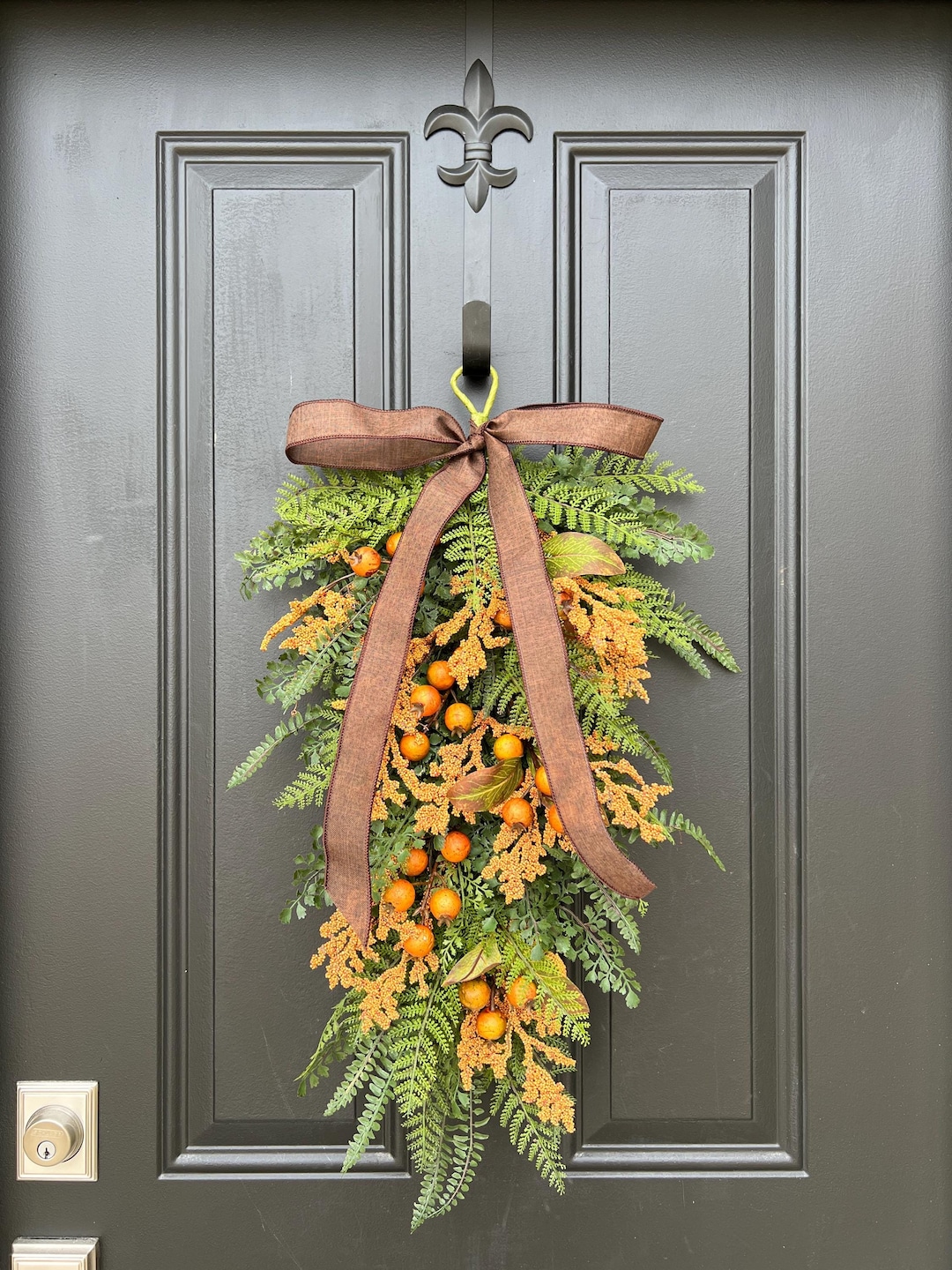 Simple Fall Teardrop Swag Wreath for Front Door - Etsy