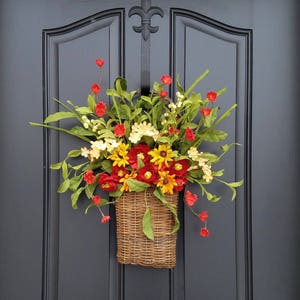 Fall Country Cottage Basket Woven Basket for Front Door Front Door ...