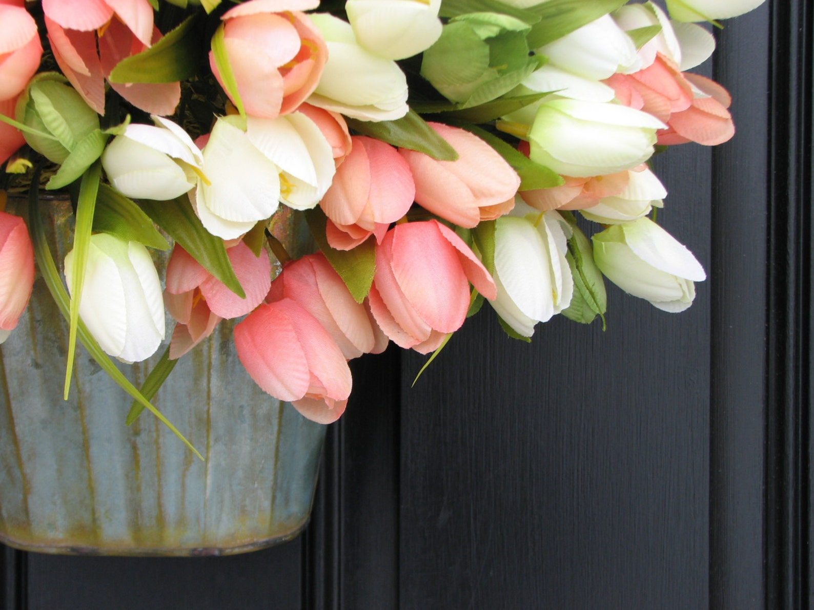 Tulip Buckets for Front Door Spring Tulip Wreaths | Etsy