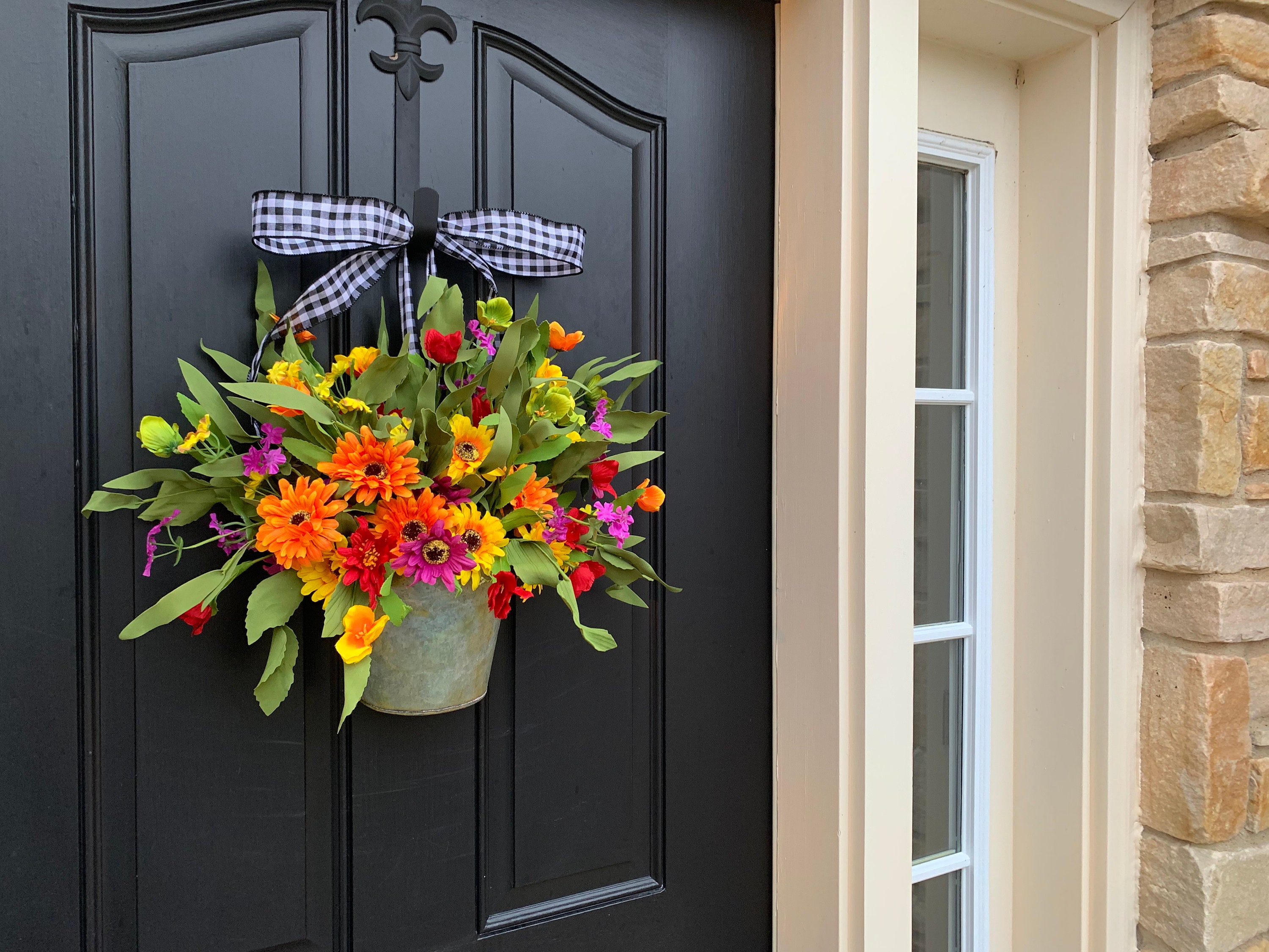 Colorful Daisy Bucket Wreath Bucket Full of Sunshine Hope - Etsy