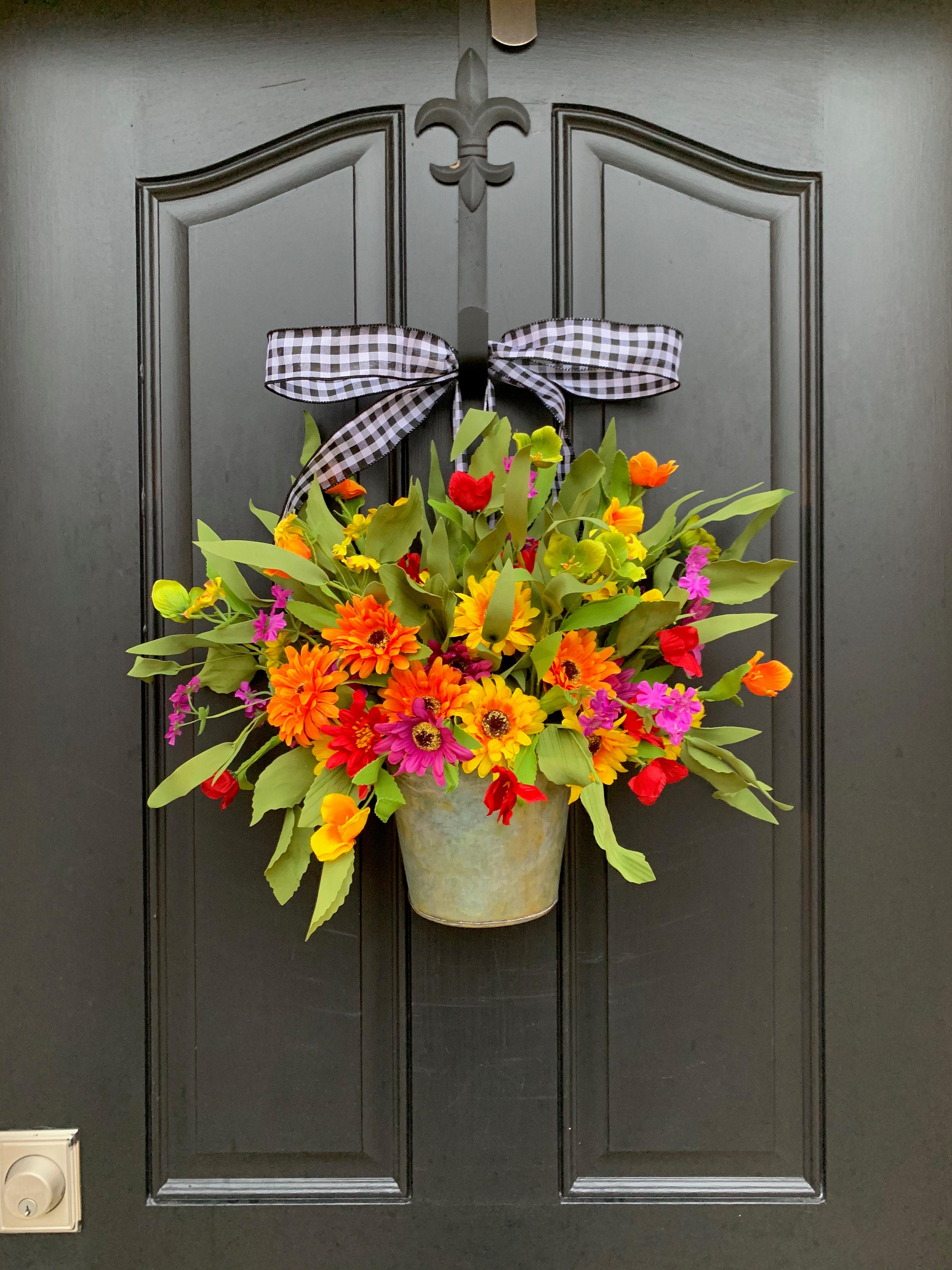 Colorful Daisy Bucket Wreath, Bucket Full of Sunshine, Hope and ...