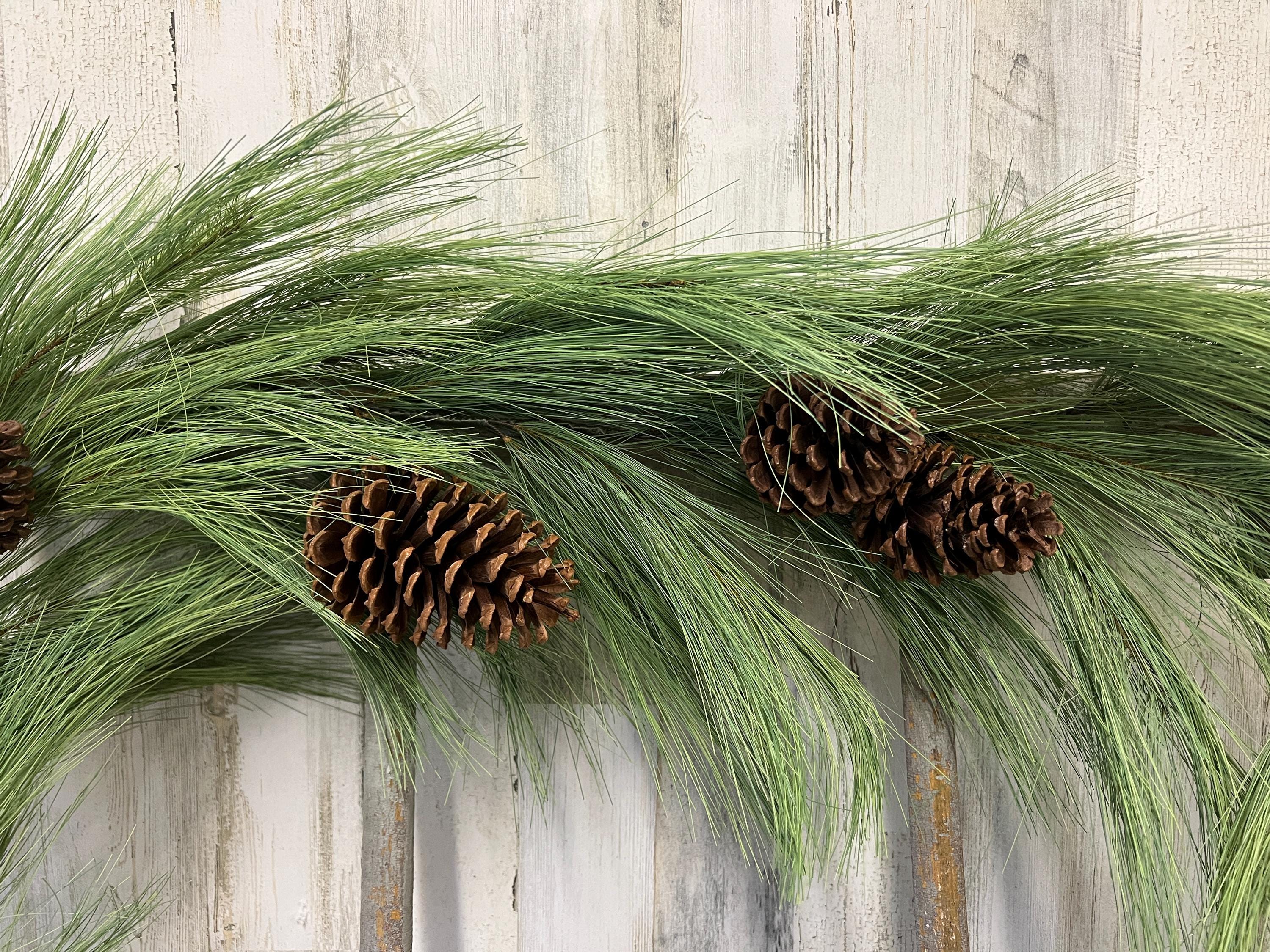 Long Needle Pine Garland With Natural Pinecones - Realistic Evergreen ...