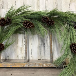 Long Needle Pine Garland With Natural Pinecones - Realistic Evergreen ...