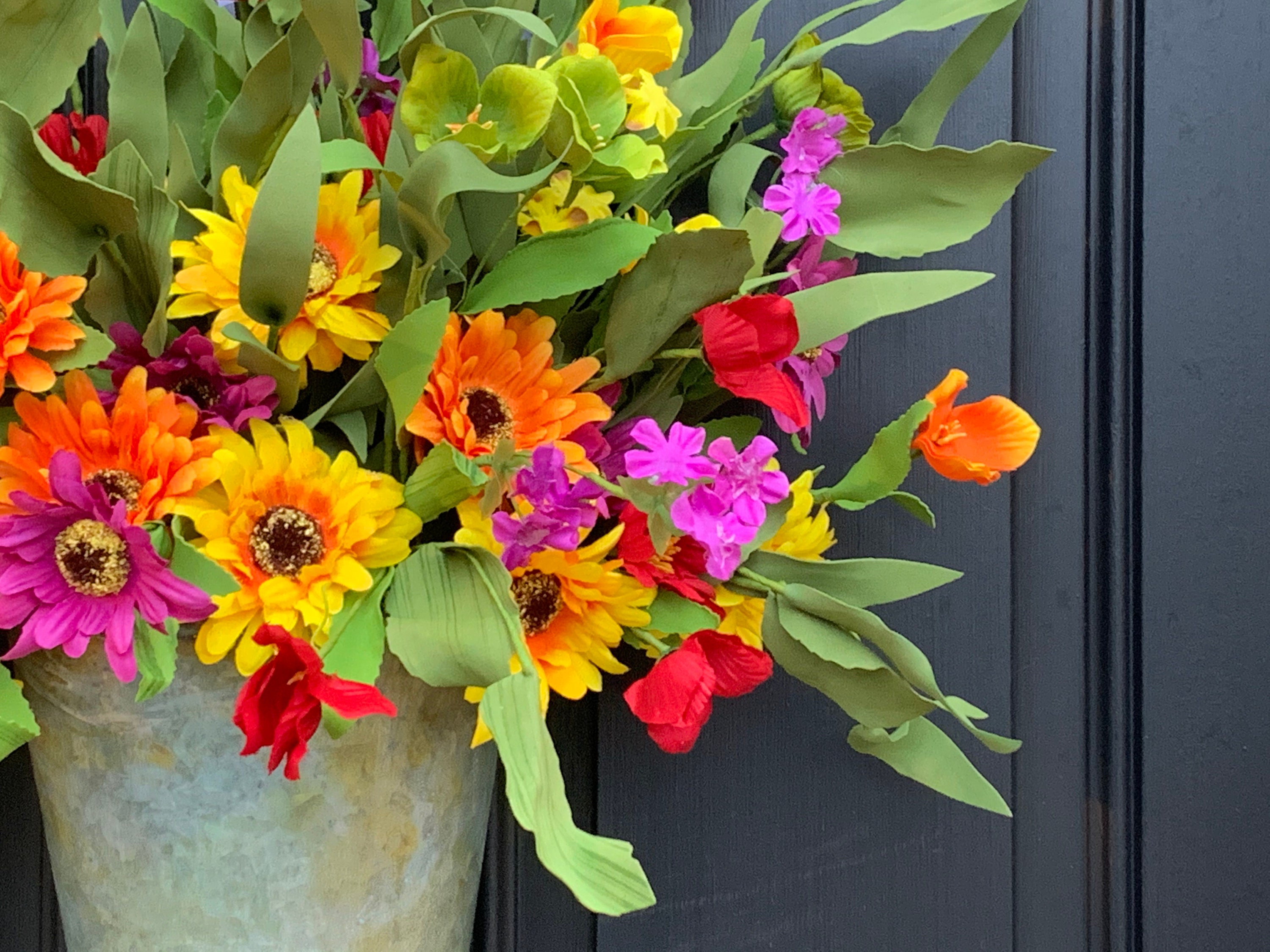 Colorful Daisy Bucket Wreath Bucket Full of Sunshine Hope - Etsy