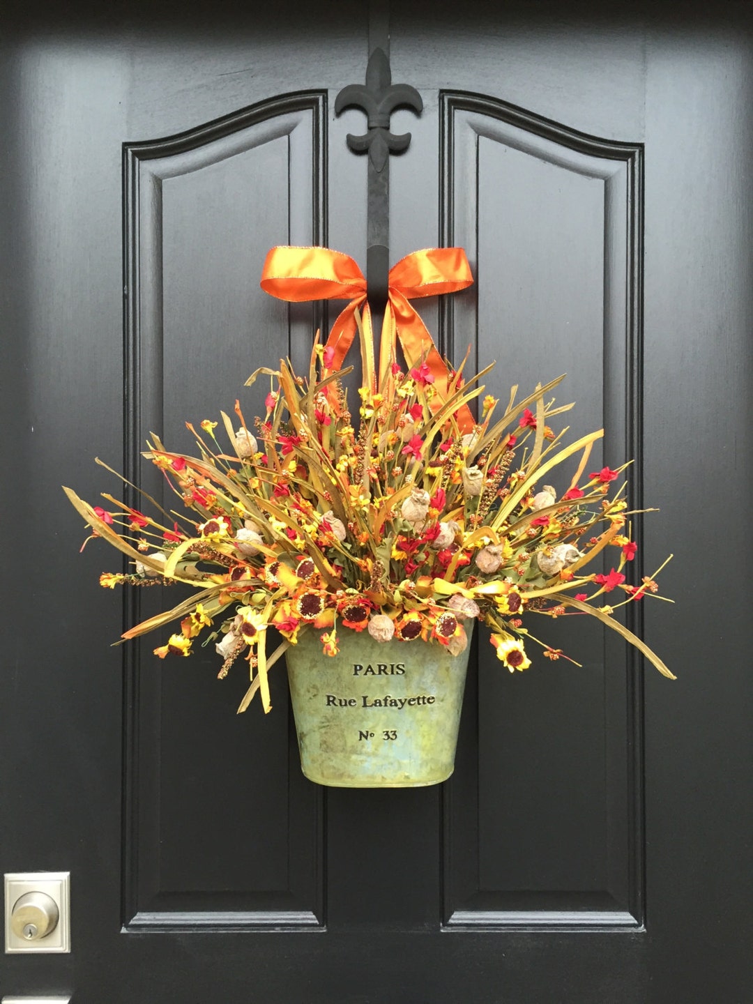 Fall Floral Arrangement, Paris Bucket Flowers,vintage Inspired Fall ...