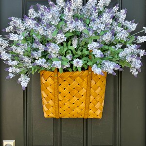 Lavender Basket Porch Decor, Front Door Floral Baskets, Basket Wreath ...