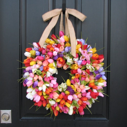 Spring Tulip Wreaths Mother's Day Tulip Wreath Easter - Etsy