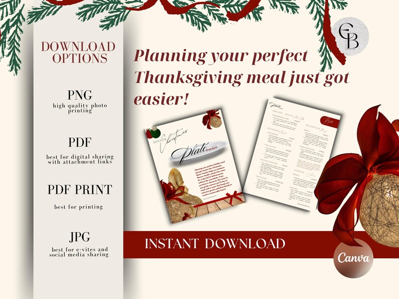 Christmas Menu Tracker Printable Plan Your Perfect Dinner With Balance ...