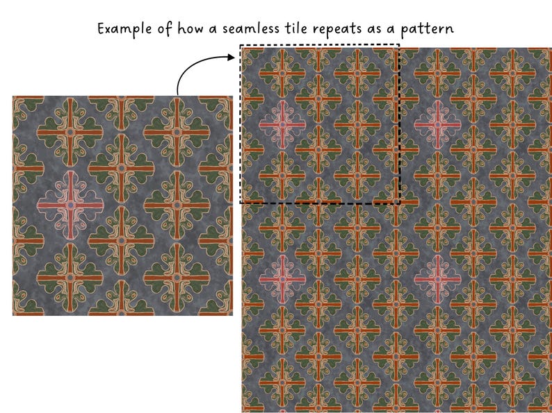 Vintage Italian Tile Series | Seamless Repeat Digital Pattern - Etsy