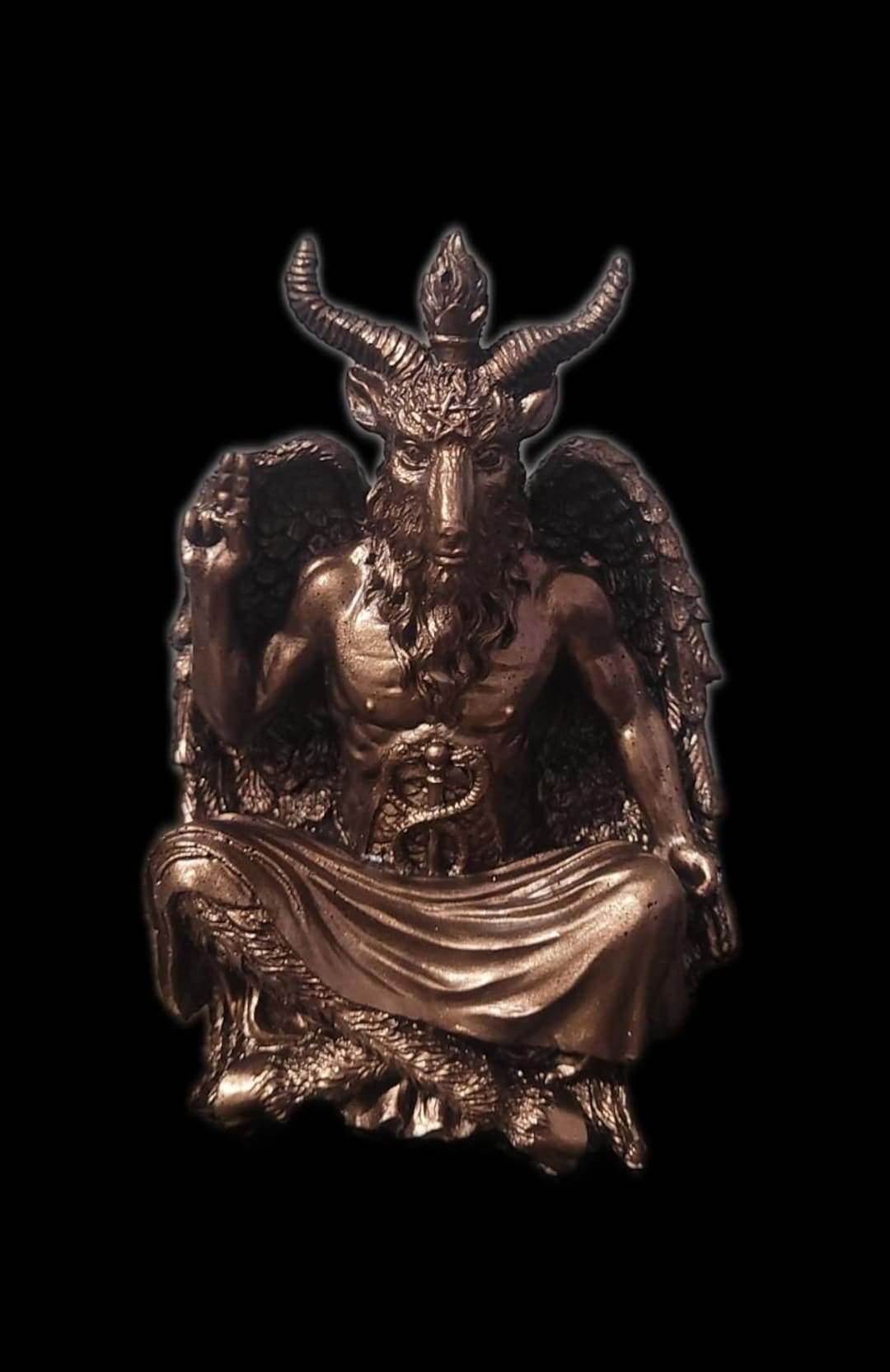 Baphomet Statue 4 3/4" Sitting Meditation Pose Resin Sculpture Bronze ...