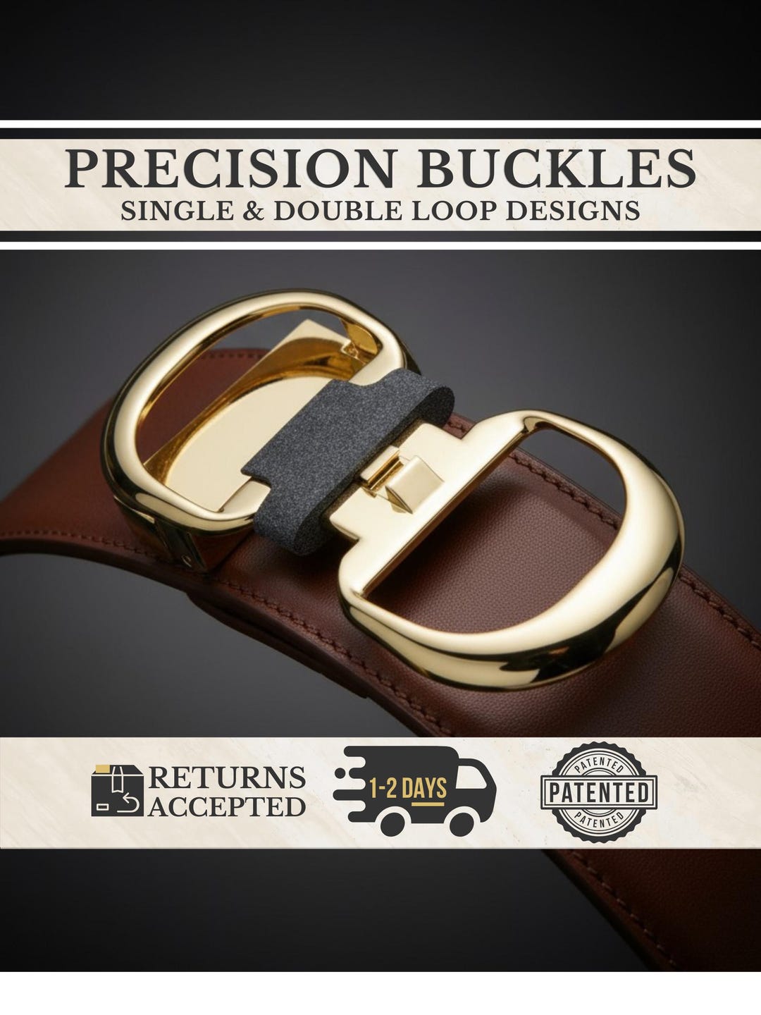 Double Loop Brass Belt Buckle, Patented Track Closure, Arthritis ...