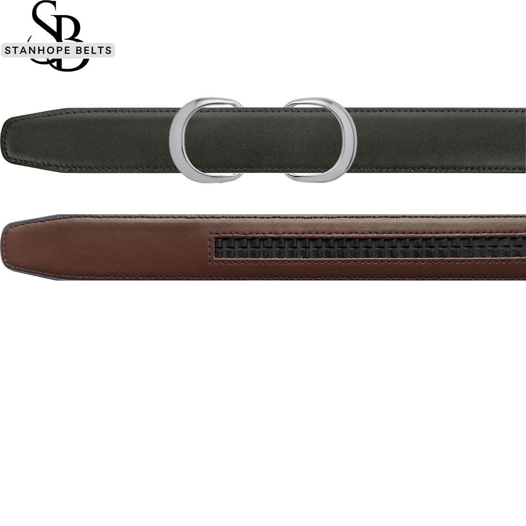 Patented No-holes Leather Track Belts With Polished Nickel Buckle ...