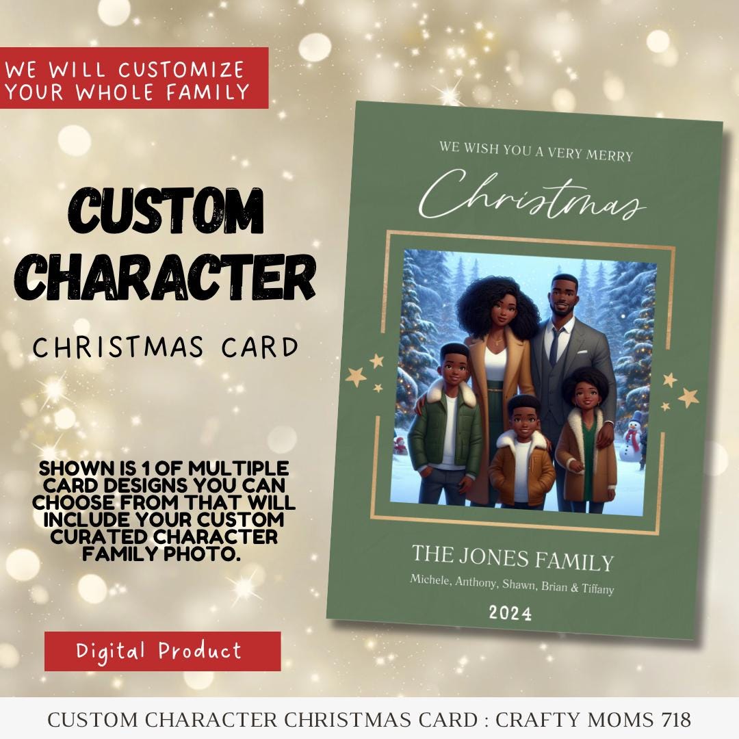 Custom Character Christmas Card, Custom Cartoon Family, Custom ...