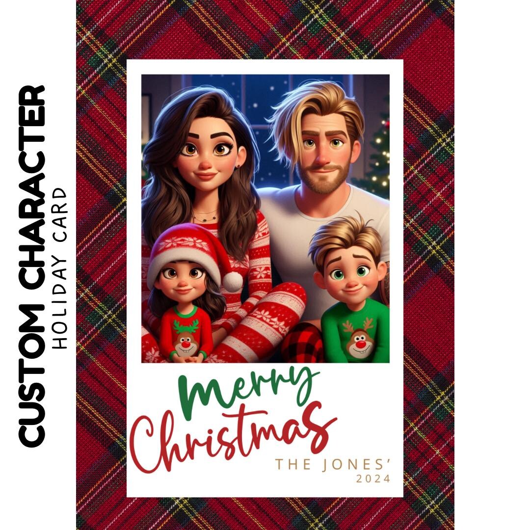 Custom Character Christmas Card, Custom Cartoon Family, Character ...