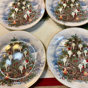Pottery Barn Nostalgic Tree Salad Plates | Set of 4 Christmas ...