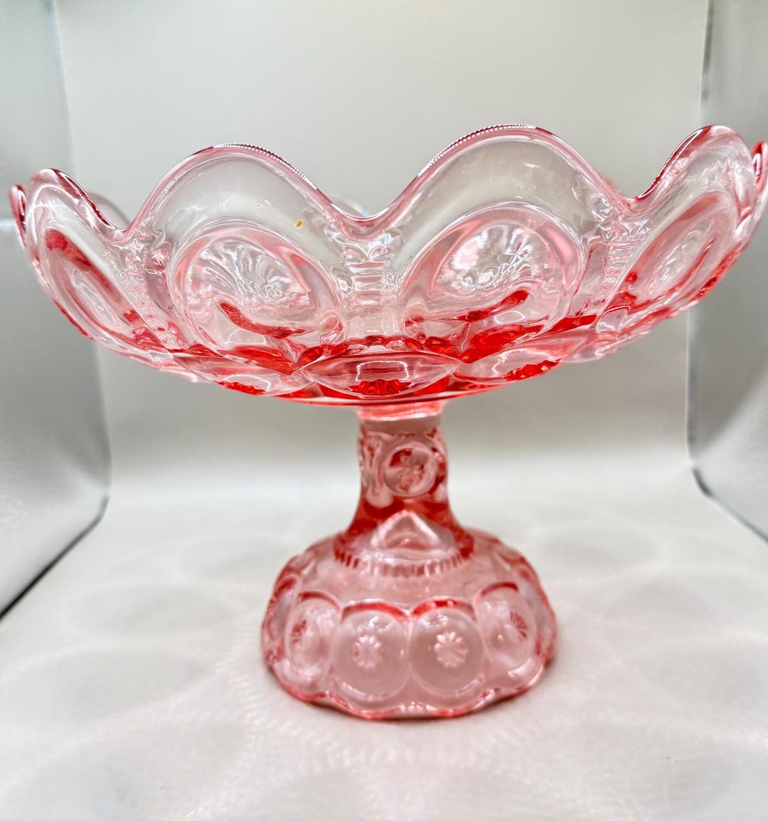 Large L. E. Smith PINK Depression Glass Moon and Stars Pale Pink ...