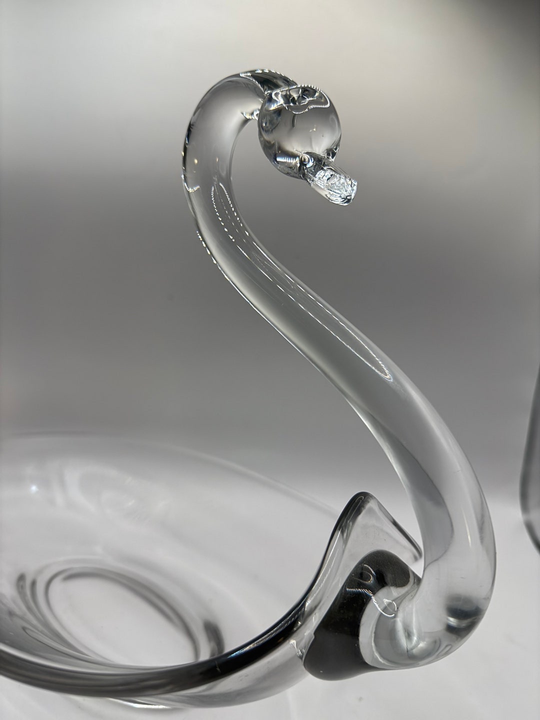 Duncan Miller Clear Glass Swan Figurine Fruit Bowl MCM - Etsy