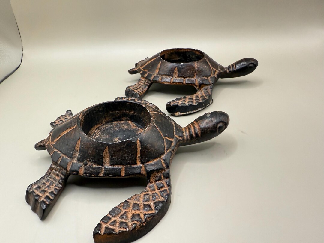 Cast Iron Sea Turtles Votives Brown Turtles Vintage Candle Holders - Etsy