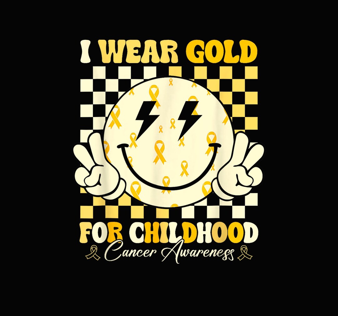 Retro Smiley Face Childhood Cancer Awareness Png, in September I Wear ...