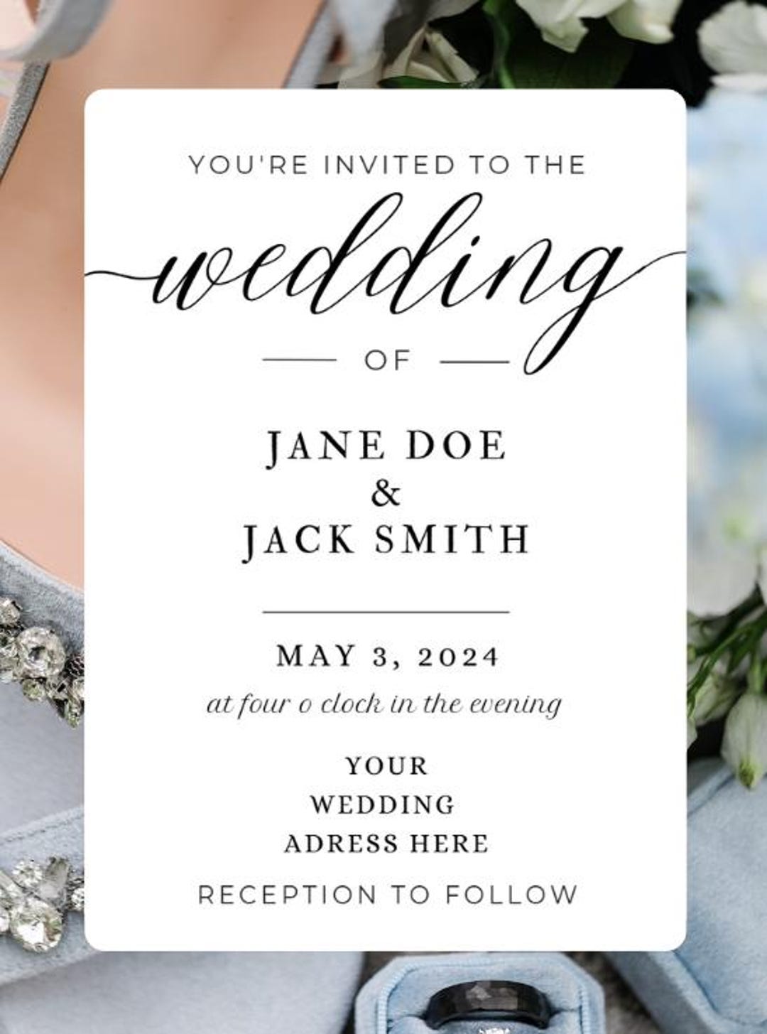Classic 5x7 Inch Wedding Invitation Timeless Elegance - Etsy