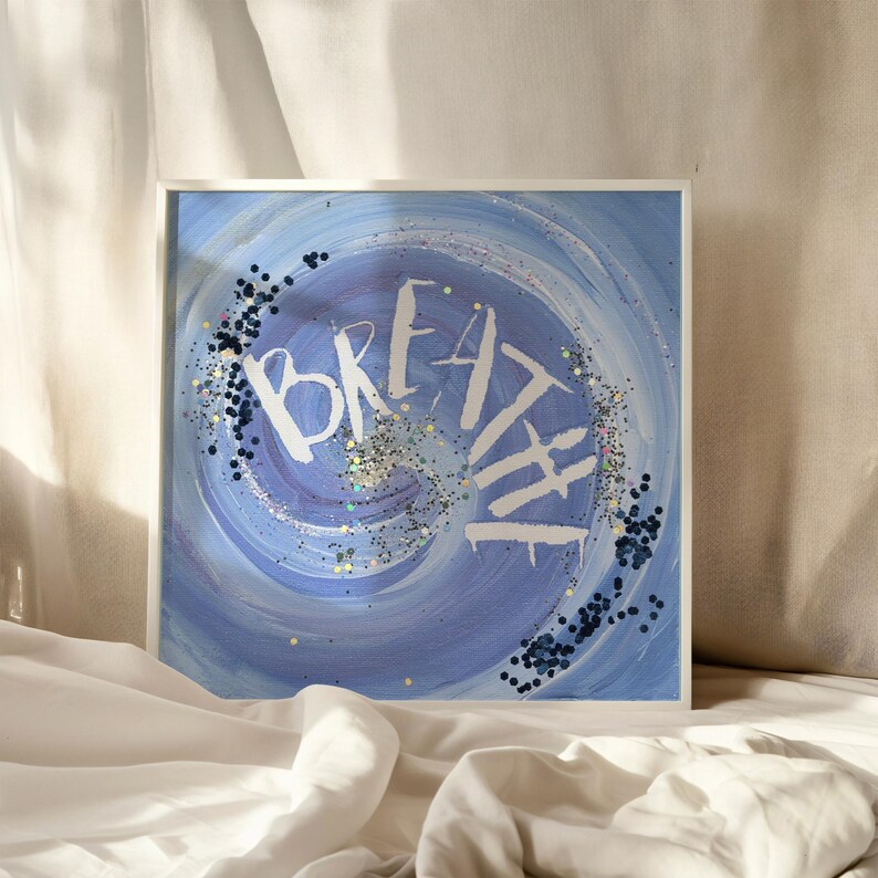 BREATH Blue Swirl Prophetic Painting Fine Art Print Holy Spirit Wall ...