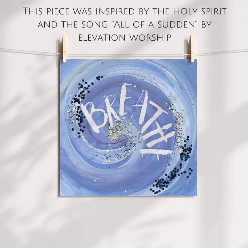 BREATH Blue Swirl Prophetic Painting Fine Art Print Holy Spirit Wall ...