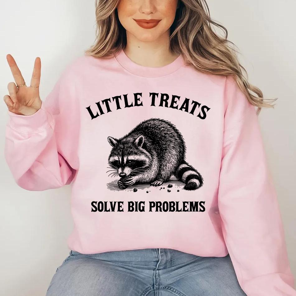 Little Treats Solve Big Problems PNG, Funny Raccoon Meme PNG, Funny ...