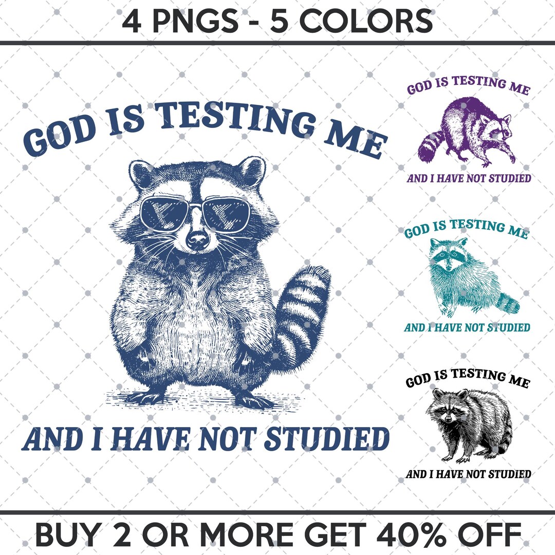 God is Testing Me and I Have Not Studied Bundle PNG, Funny Raccoon Meme ...