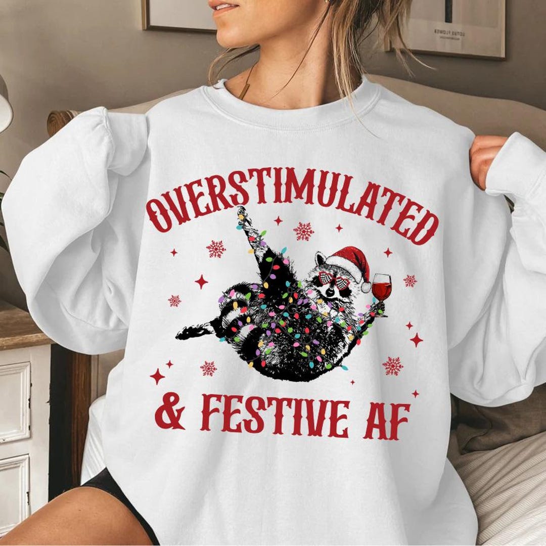 Overstimulated & Festive AF PNG, Raccoon Christmas, Espresso Martini ...