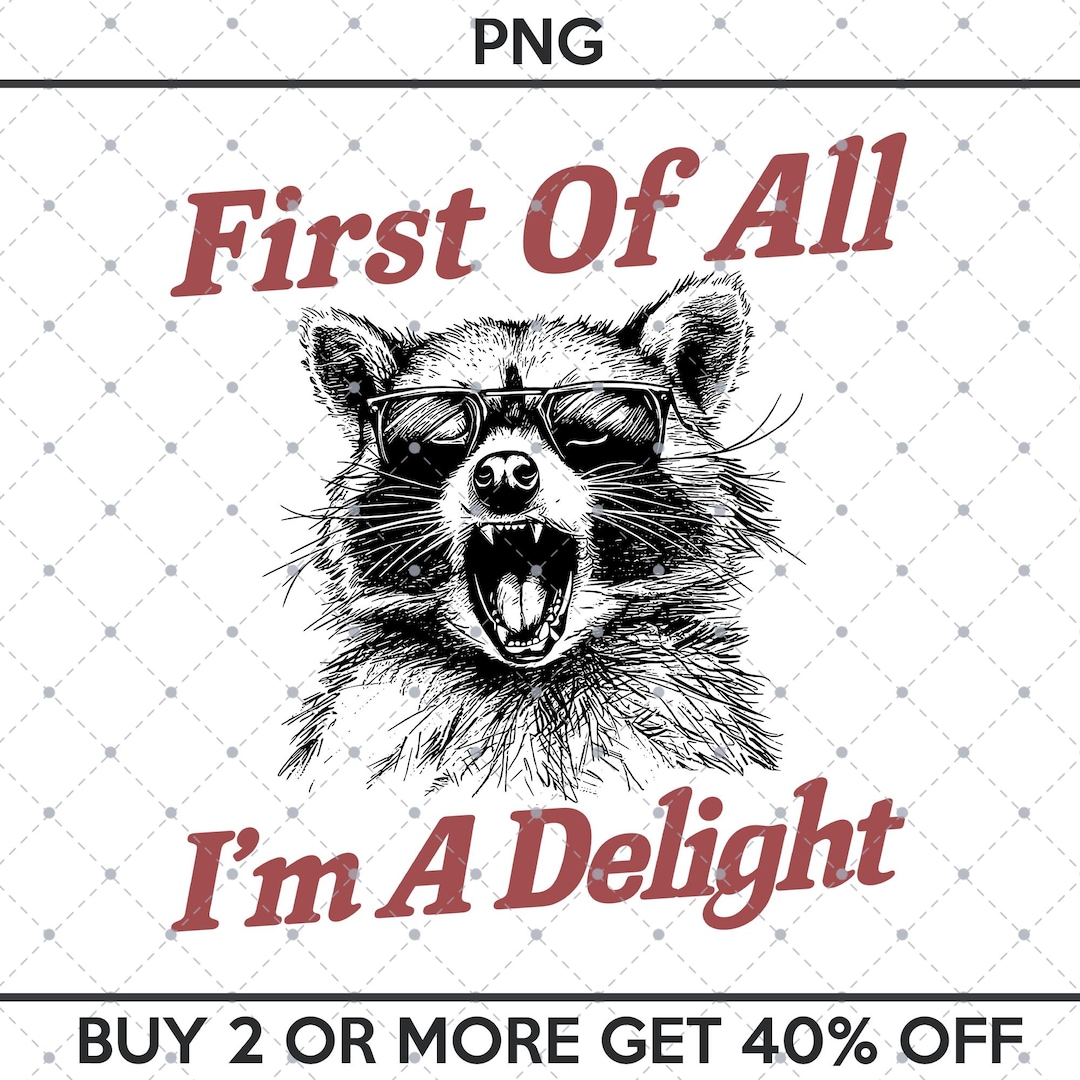 First of All Im A Delight PNG, Funny Raccoon Meme PNG, Funny Trash ...