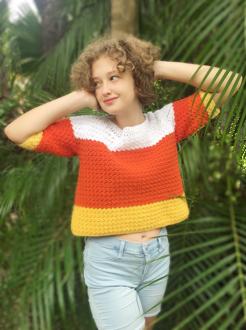 Candy Corn Sweater Crochet Pattern Garment Pattern Sweater | Etsy